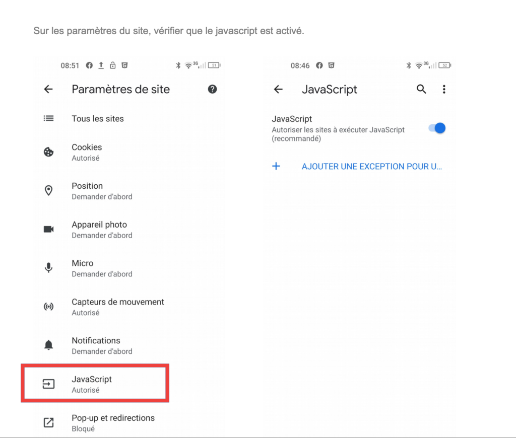Comment activer JavaScript sous Android - Extrabat - Le Blog
